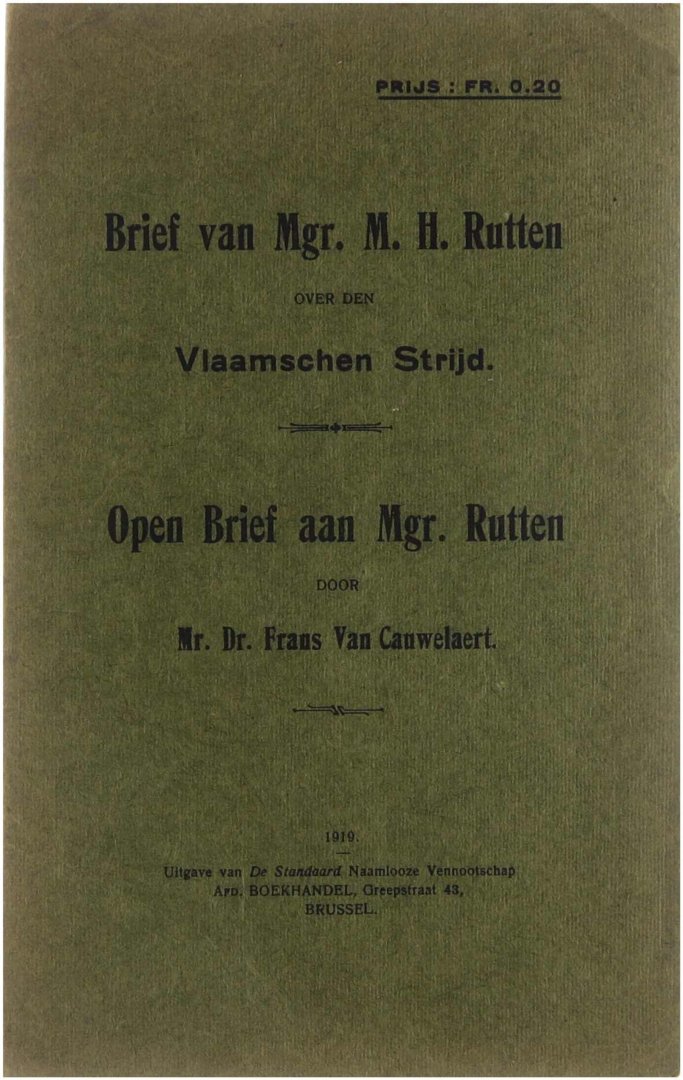 Boekwinkeltjes.nl - Brief van Mgr. M.H. Rutten over den Vlaamschen ...